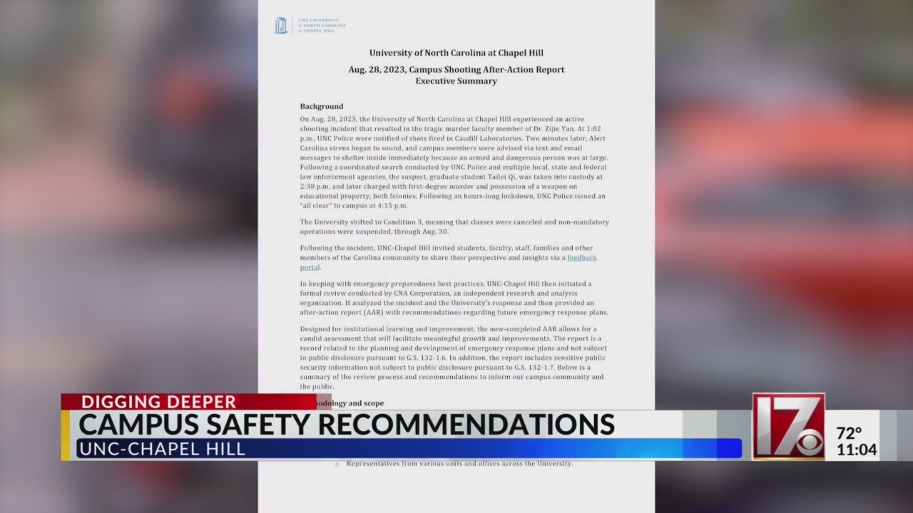 UNC releases after-action report 9 months after professor shot and ...