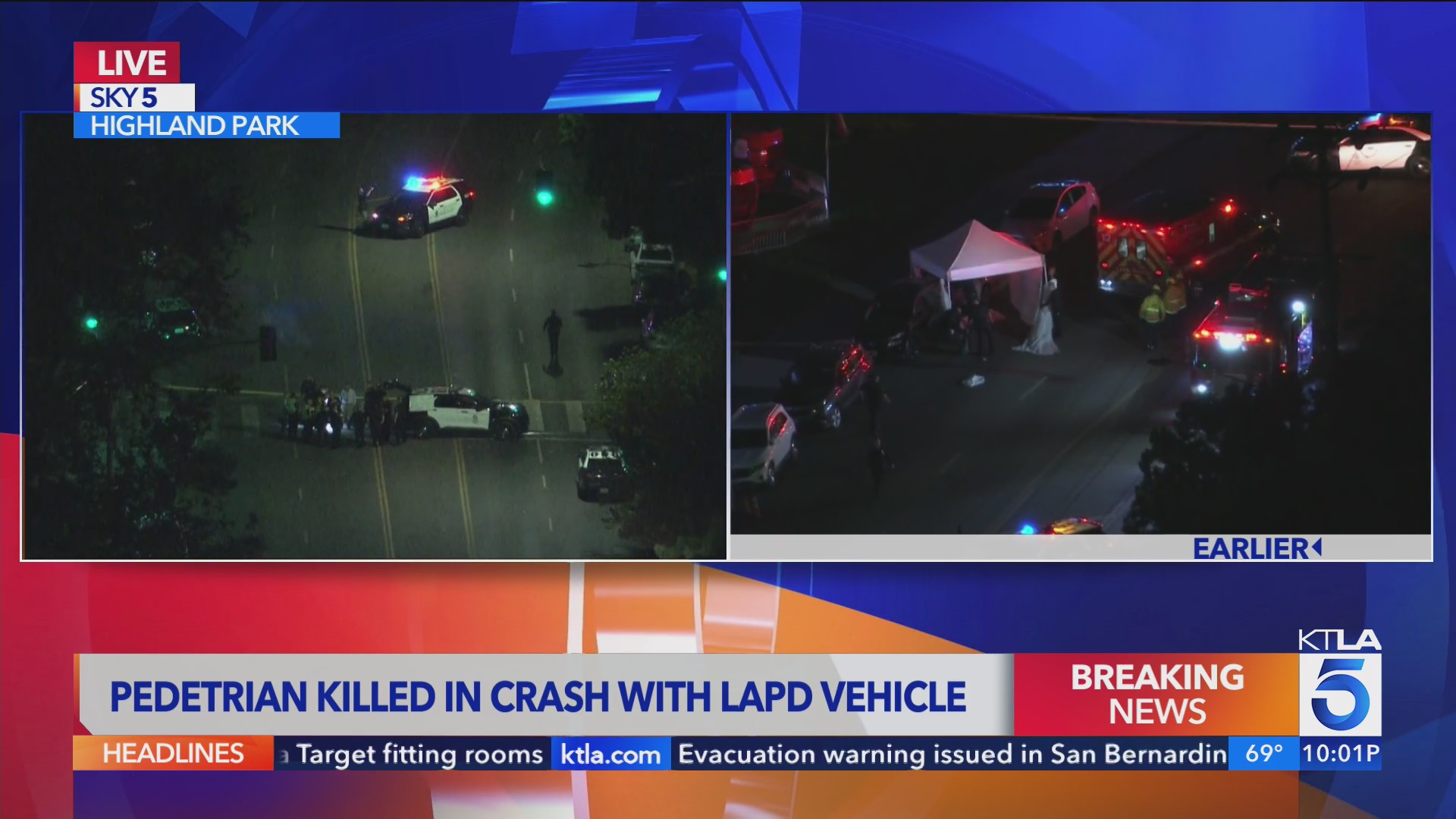 Pedestrian killed in crash involving LAPD car – KTLA