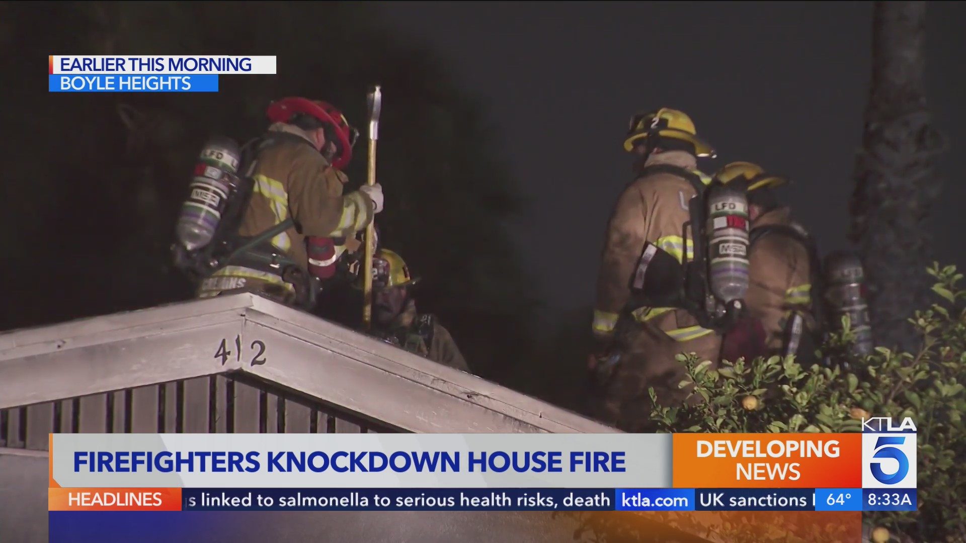 Mother, son rescued after large house fire in Boyle Heights – KTLA