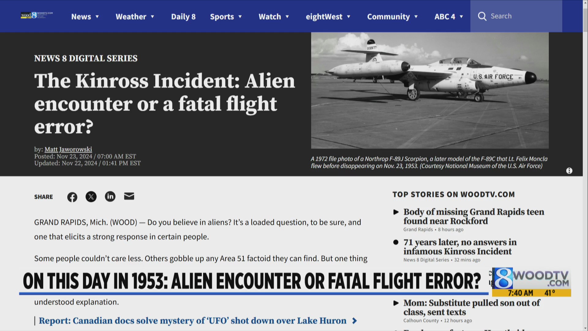 The Kinross Incident: Alien encounter or a fatal flight error? – WOODTV.com