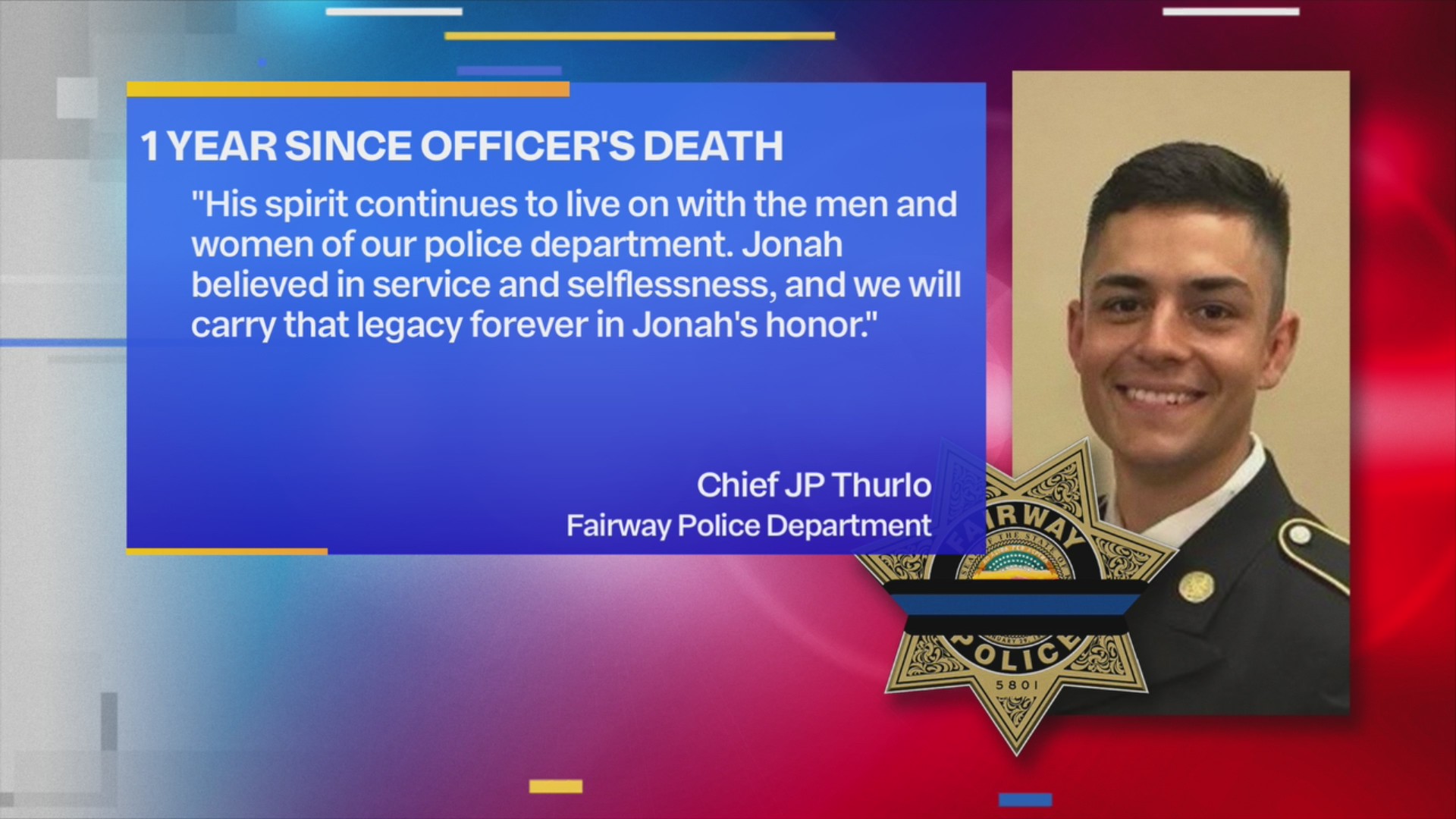 Fallen Fairway Officer Jonah Oswald remembered one year later – FOX 4 ...