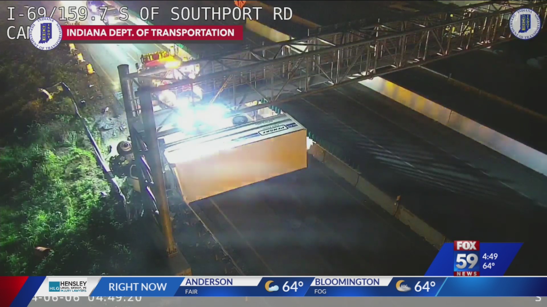 Overturned box truck closes I/69/SR 37 – Fox 59