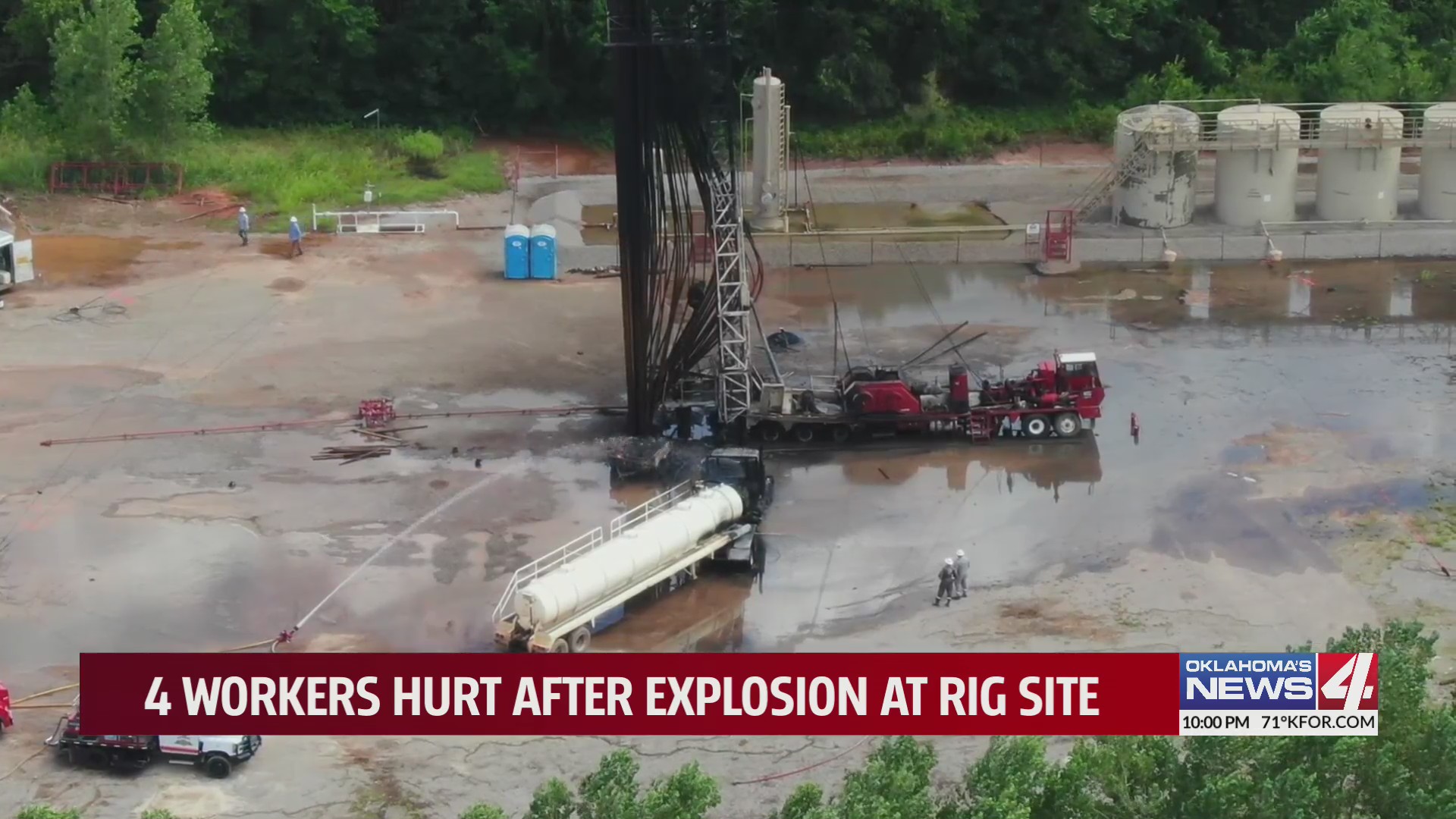 4 workers hurt after explosion at rig site – KFOR.com Oklahoma City