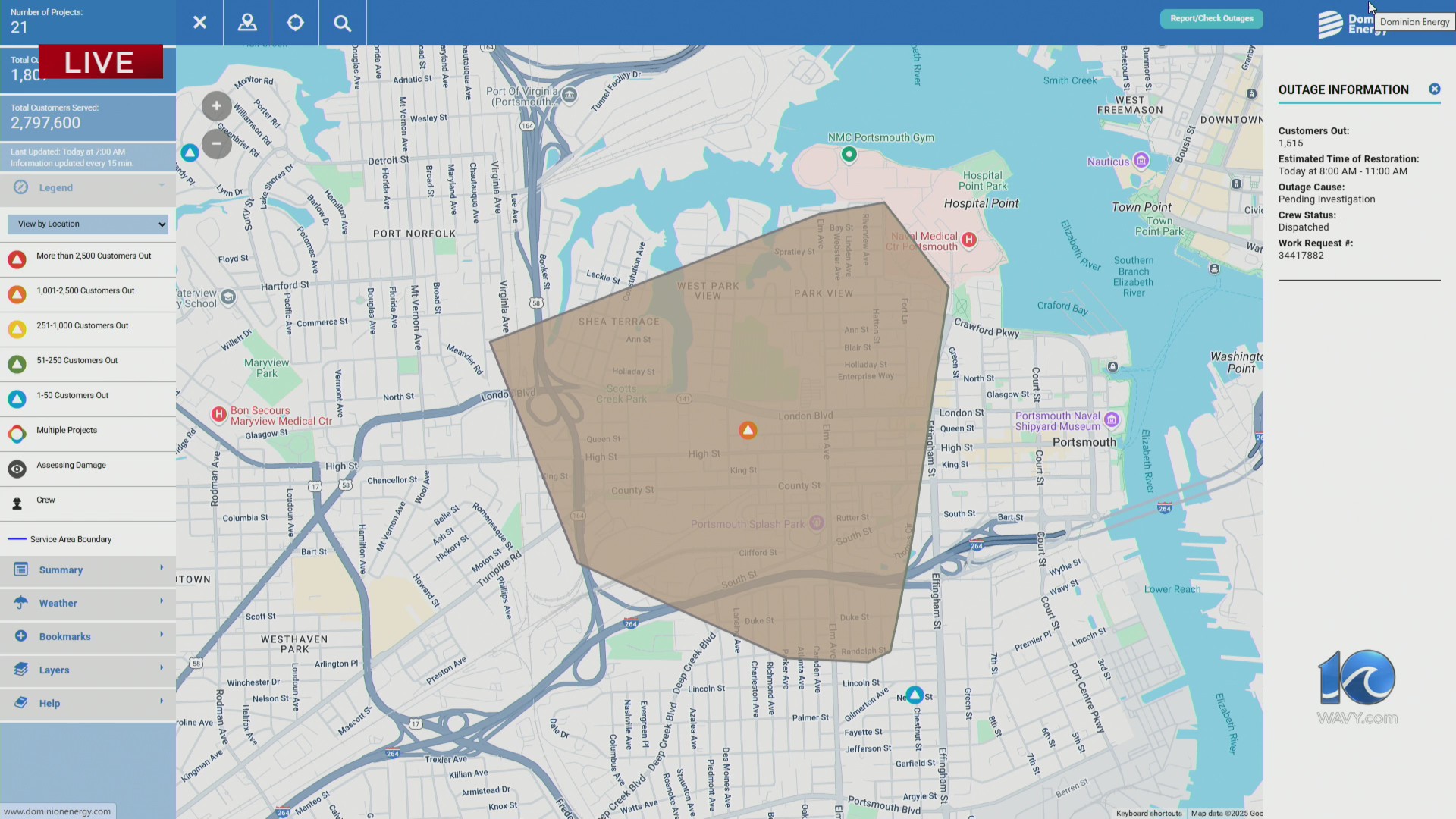 Power outage impacts Portsmouth residents near London Blvd. – WAVY.com
