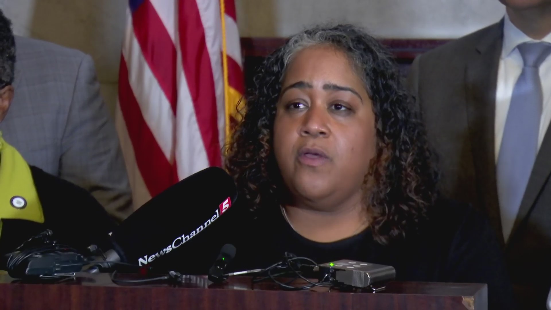 Senate minority leader Raumesh Akbari speaks following 2025 legislative ...