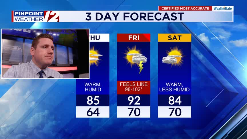 WPRI 12 Weather Now 7/24/25: Warm, Humid Today; Hot & Humid With Storms ...