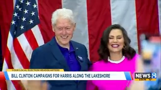 Former President Bill Clinton campaigns for Harris along lakeshore ...