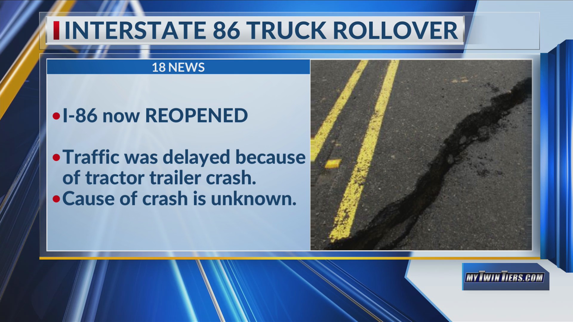 Update: Traffic blocked on I-86 after truck crash near Corning – WETM ...
