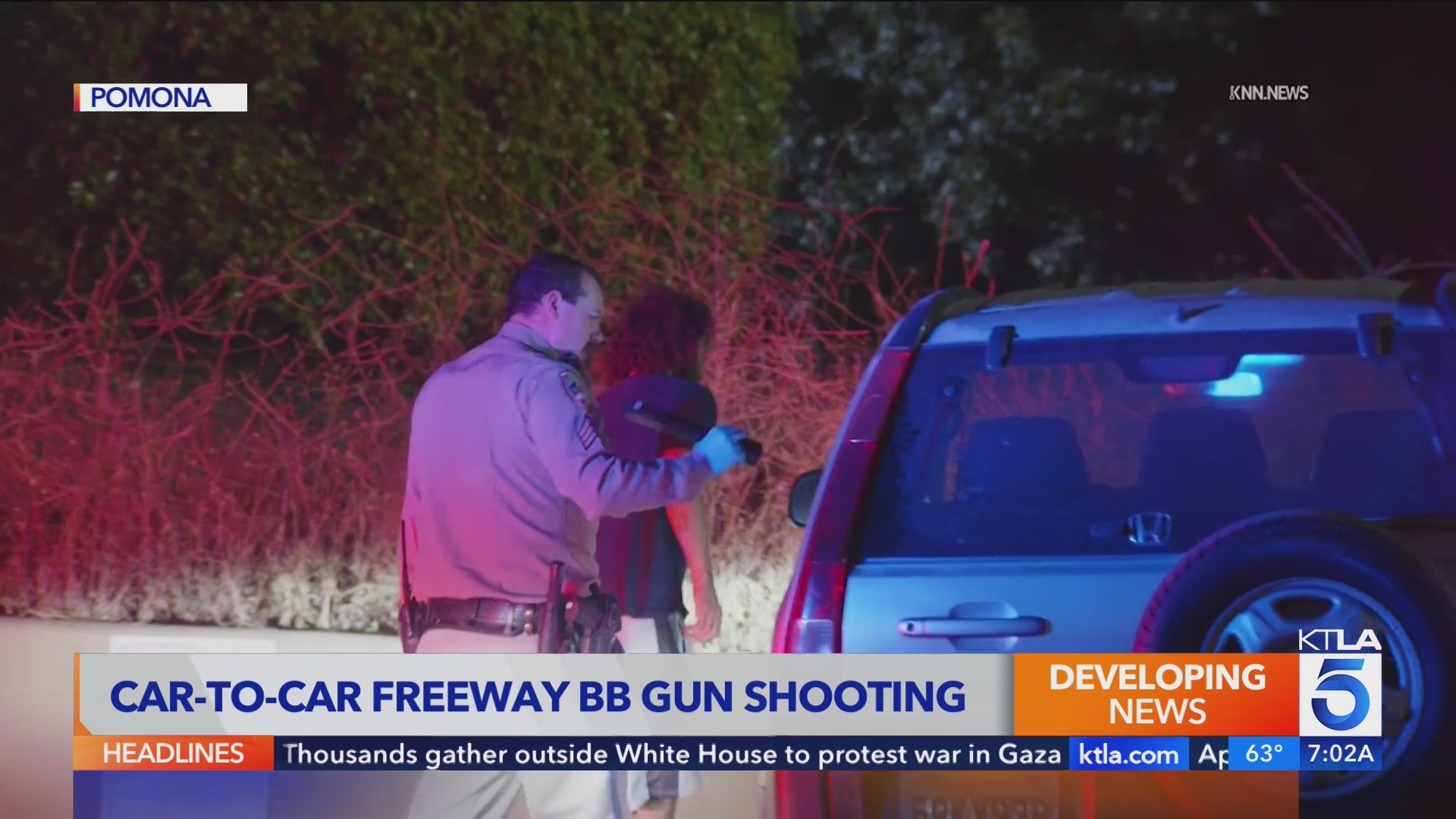 Driver injured after car-to-car BB gun shooting on 10 Freeway – KTLA