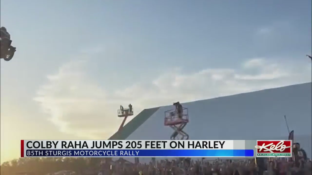 Colby Raha jumps 205 feet on a Harley-Davidson – KELOLAND.com