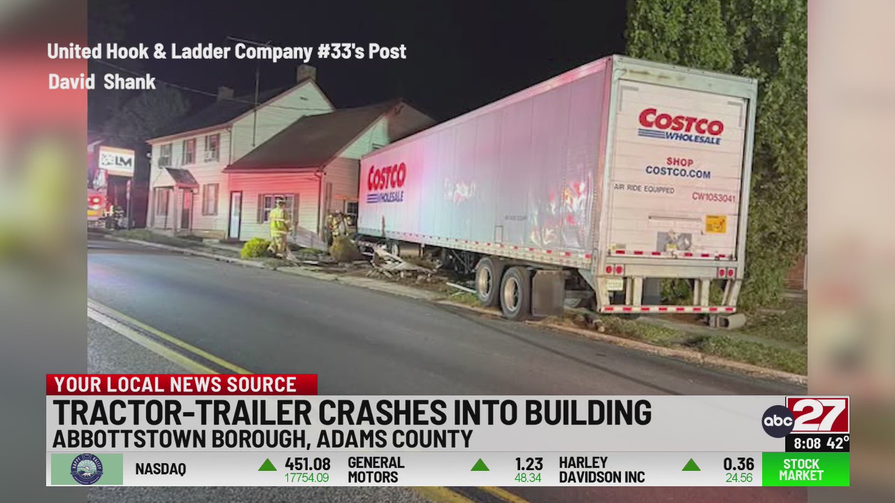 Tractor-trailer crashes into building in Adams County – PAhomepage.com