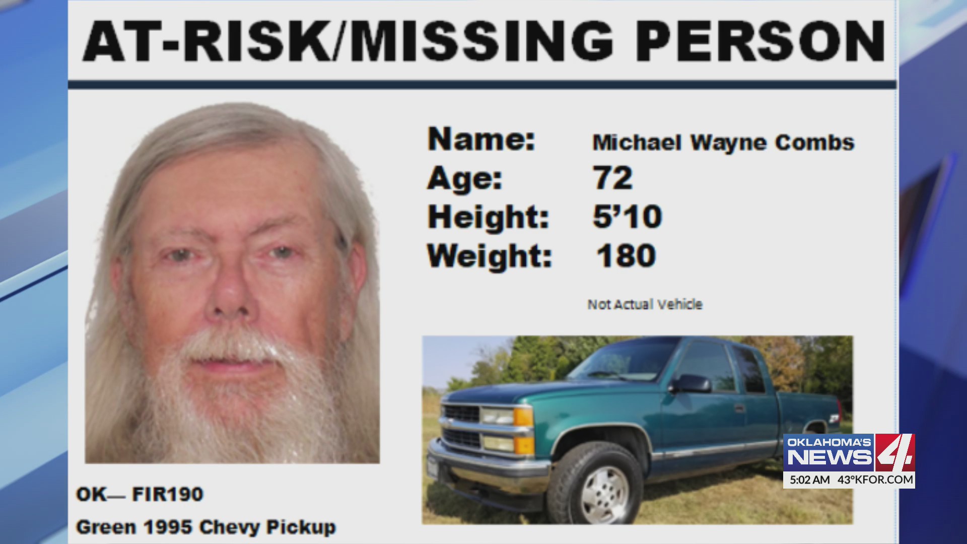 At-Risk Missing person Michael Wayne Combs – KFOR.com Oklahoma City