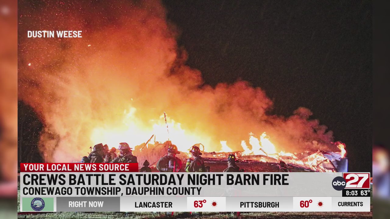 Crews battle Saturday night barn fire – ABC27