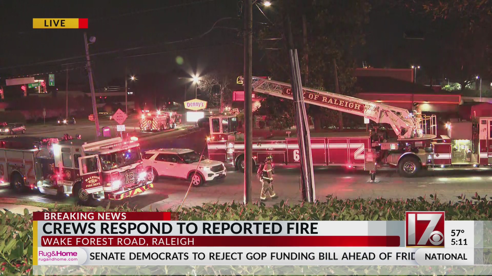 Crews respond to reported fire at Denny’s in Raleigh – CBS17.com