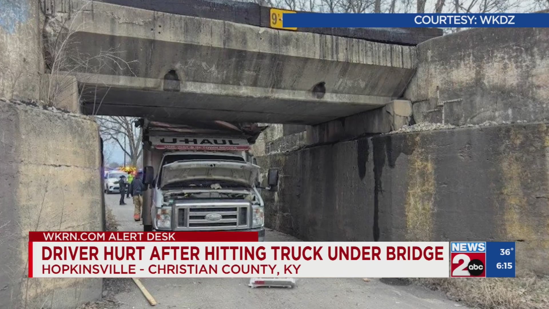Driver hurt after hitting truck stuck under bridge – WKRN News 2