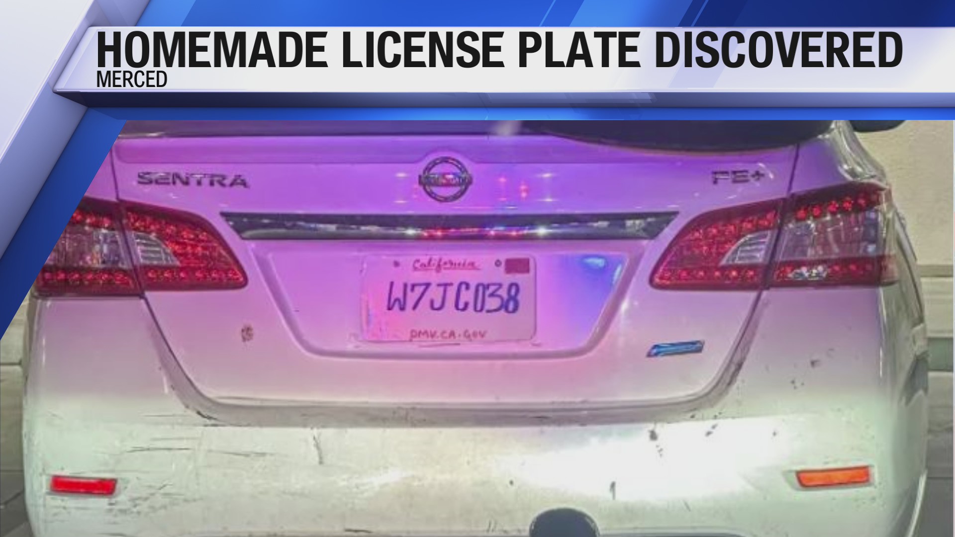 Homemade license plate discovered by Merced CHP – CBS47 and KSEE24 ...