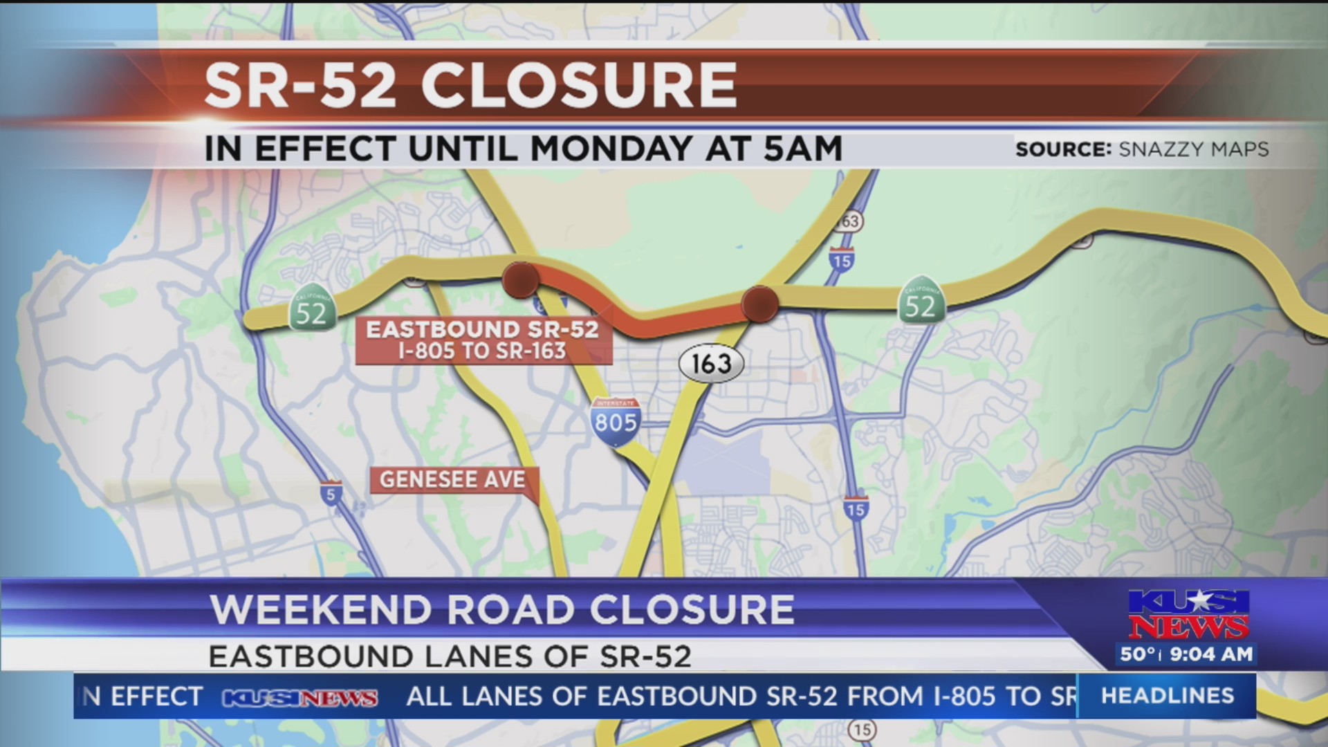 Eastbound SR-52 to close for roadwork – FOX 5 San Diego & KUSI News