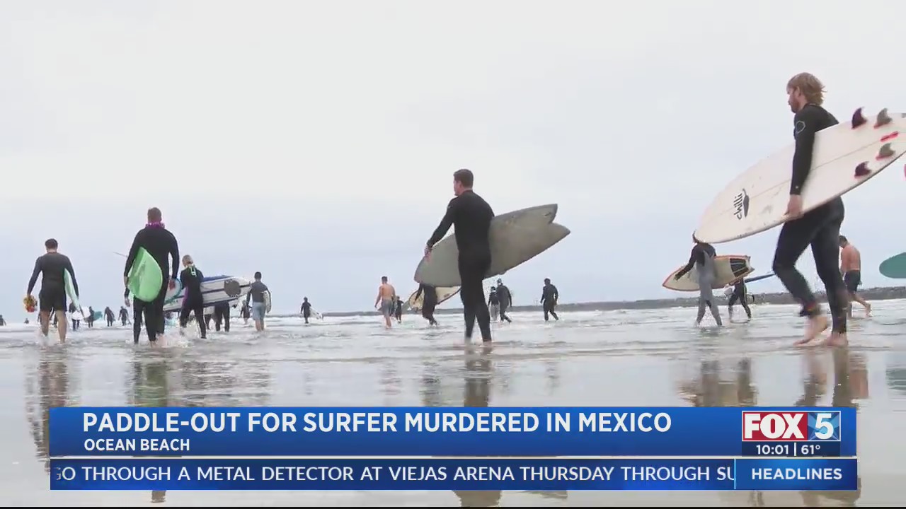 Slain surfer honored with memorial paddle-out in Ocean Beach – FOX 5 ...