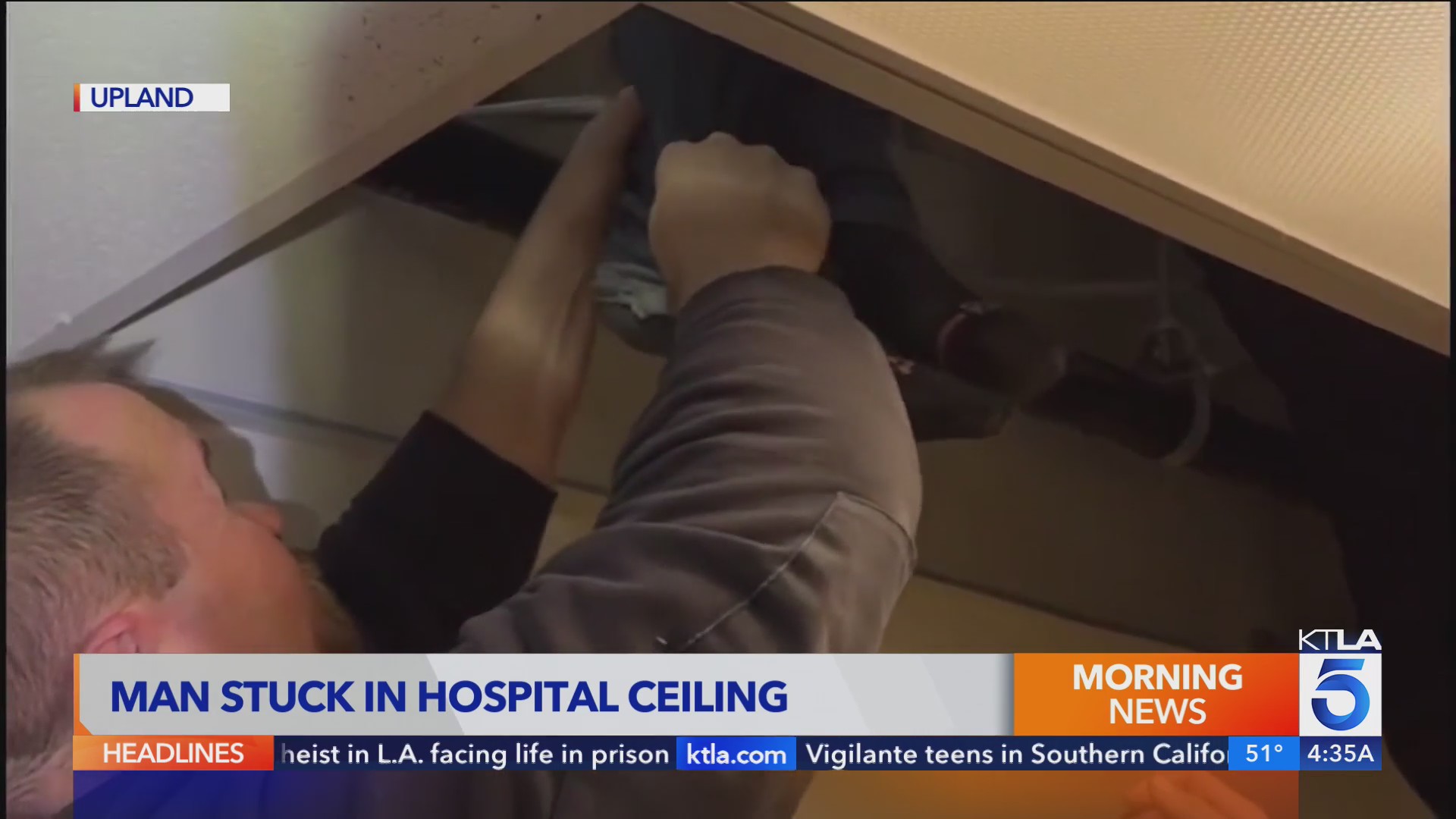 Man crawls into hospital ceiling, gets stuck – WKRN News 2