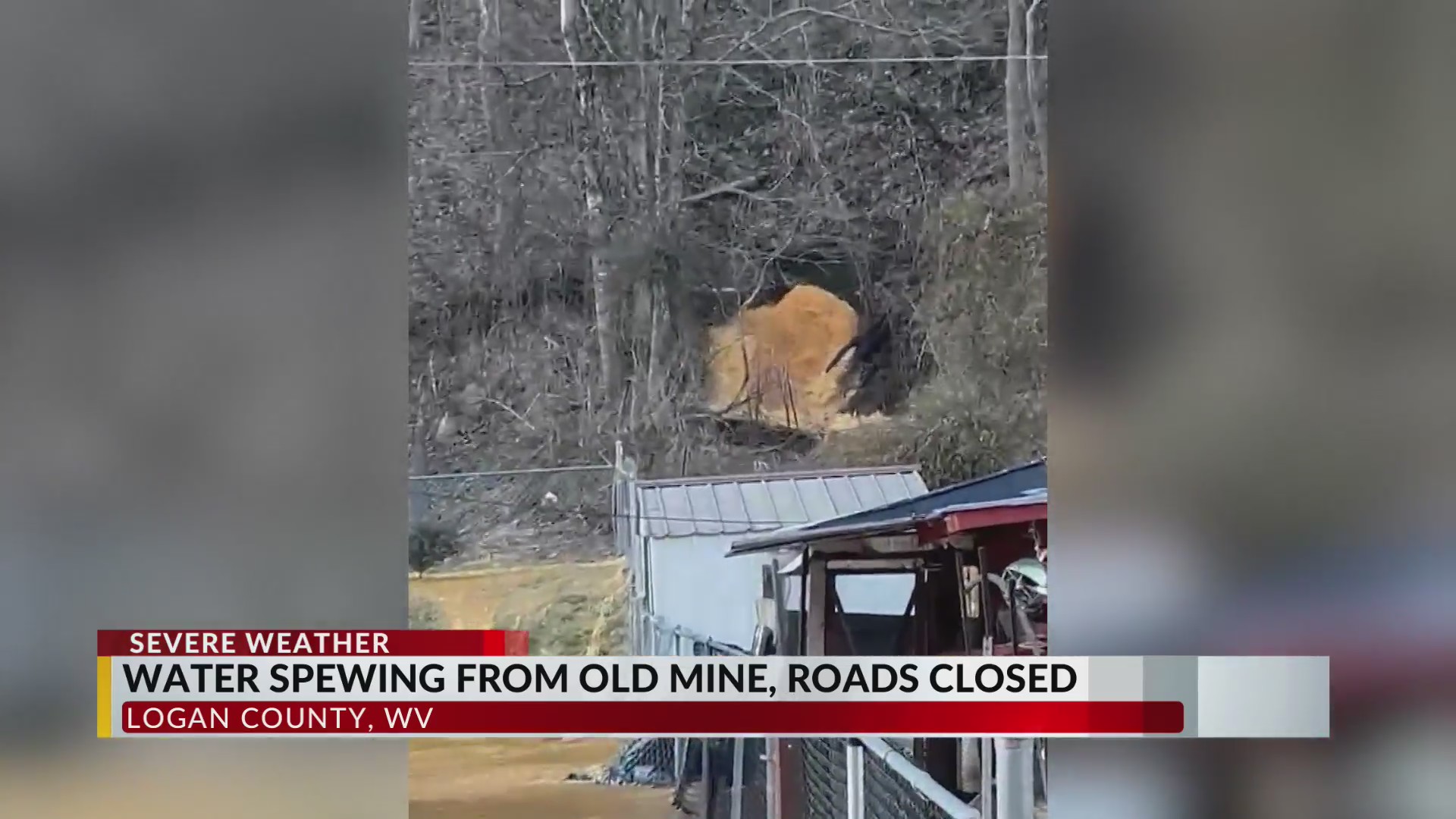 Storm waters pouring out hillside from Logan County mine – WOWK 13 News