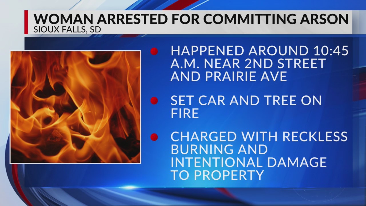 Woman arrested for arson after lighting fire to car, tree – KELOLAND.com