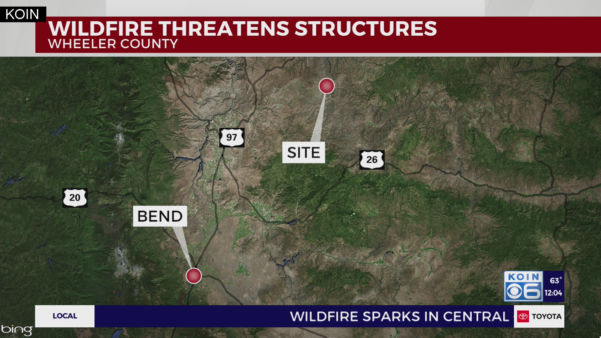 Wildfire sparks in Central Oregon Sunday afternoon near Clarno – KOIN.com