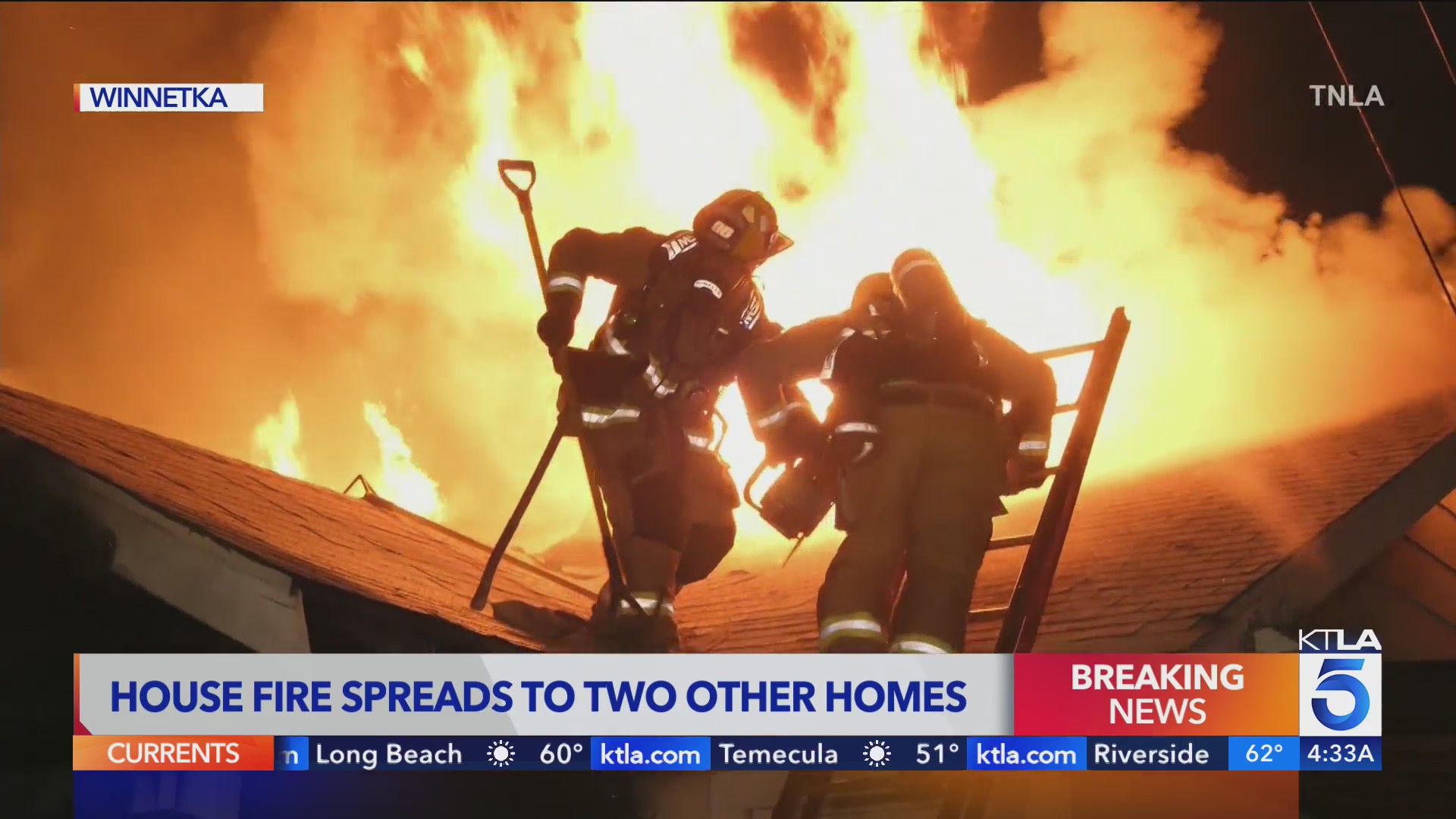 3 homes scorched in Winnetka fire; family displaced – KTLA