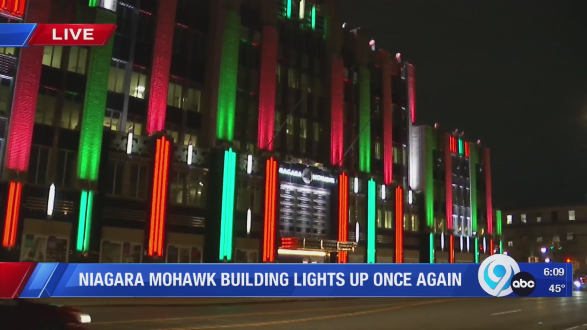 Niagara Mohawk building lights up once again – WSYR