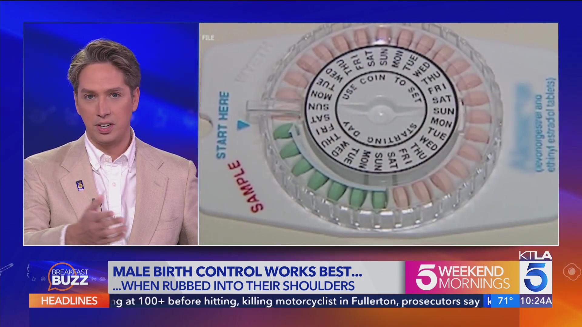 Male brith control works best when massaged into man’s shoulders – KTLA