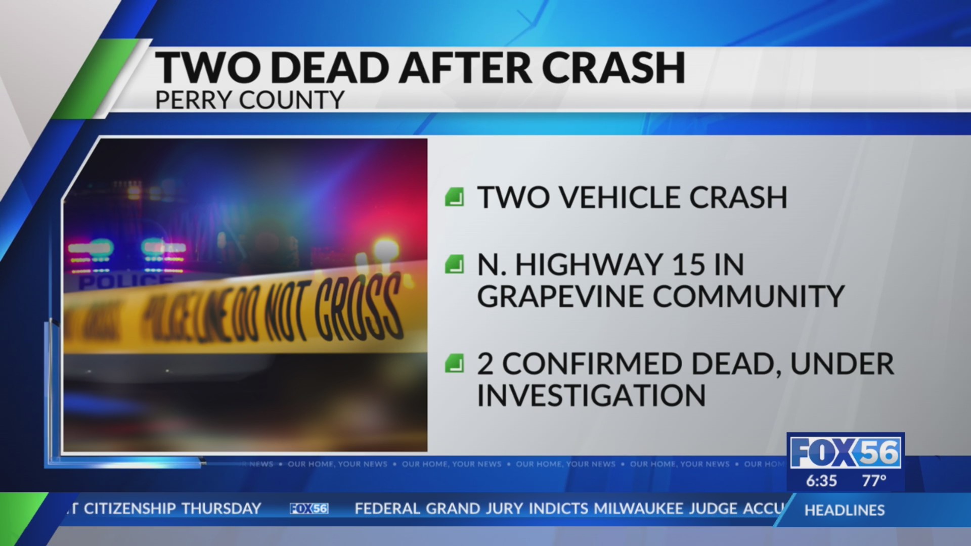 2 killed in Perry County crash, deputies investigating – FOX 56 News