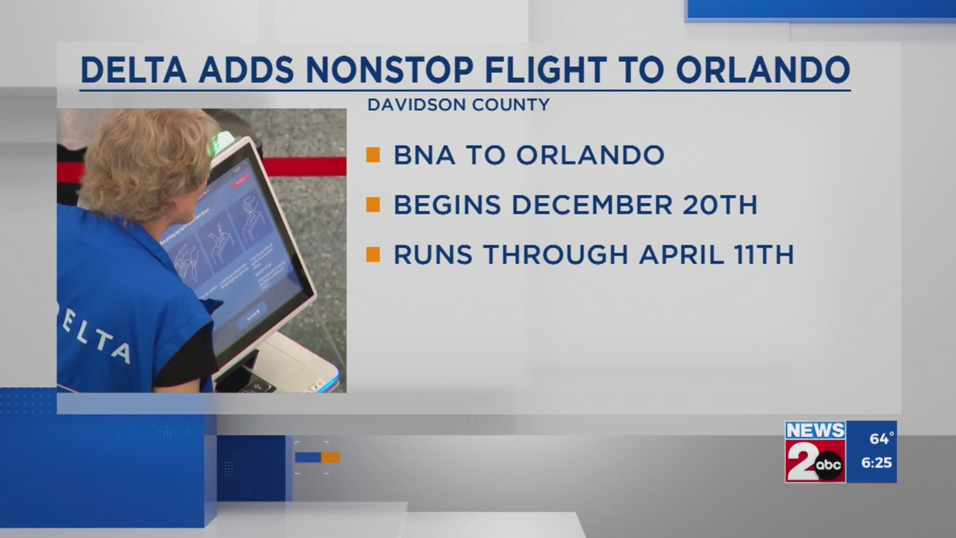 Delta adds nonstop flights to Orlando – WKRN News 2