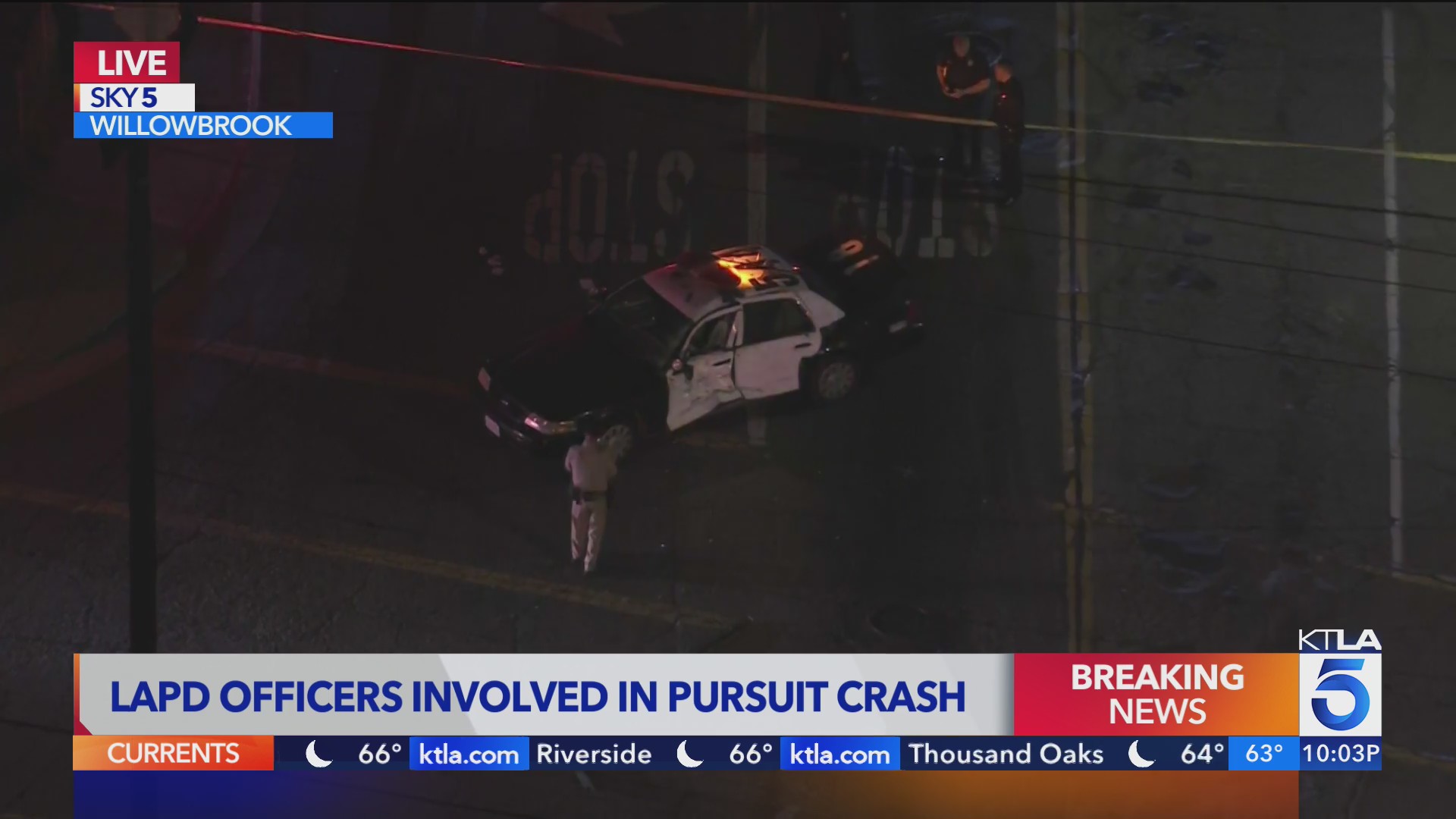 LAPD officer hospitalized after pursuit crash – KTLA