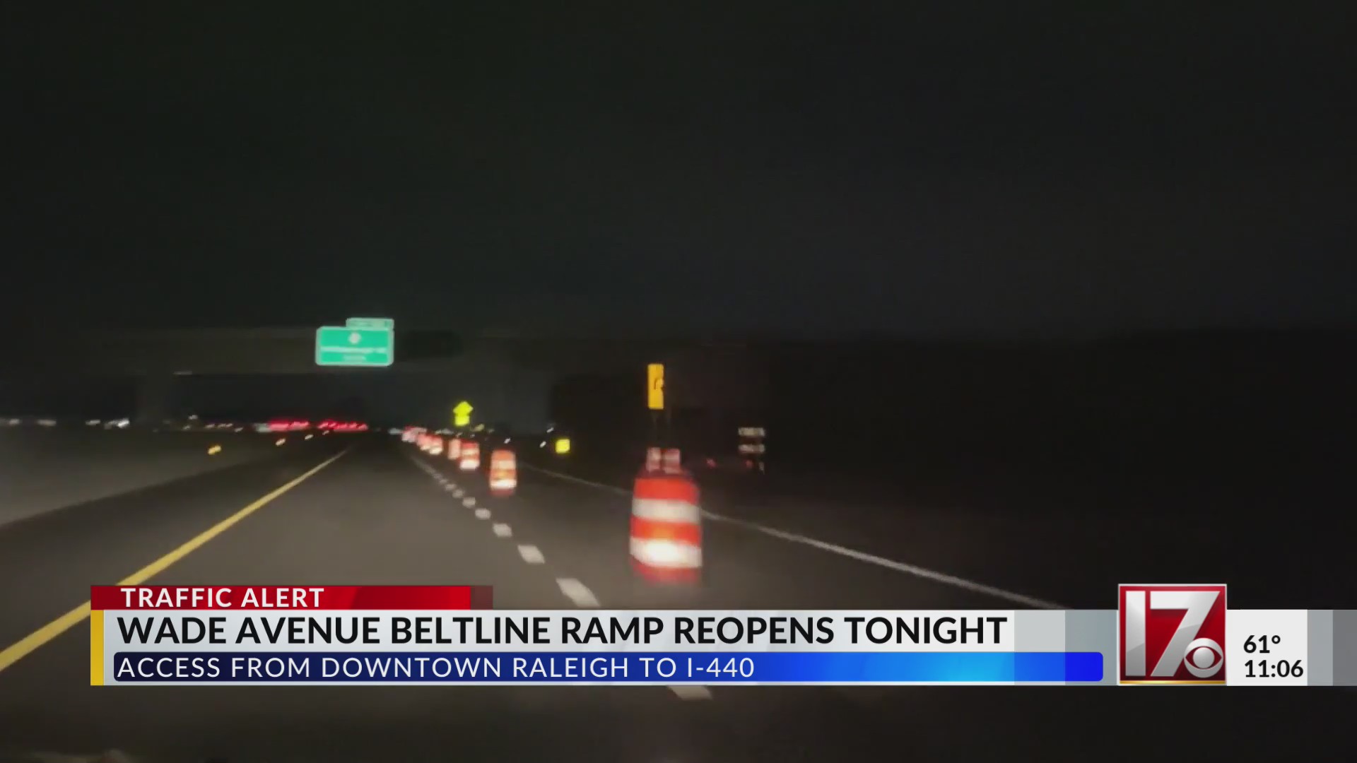 Wade Avenue beltline ramp reopens – CBS17.com