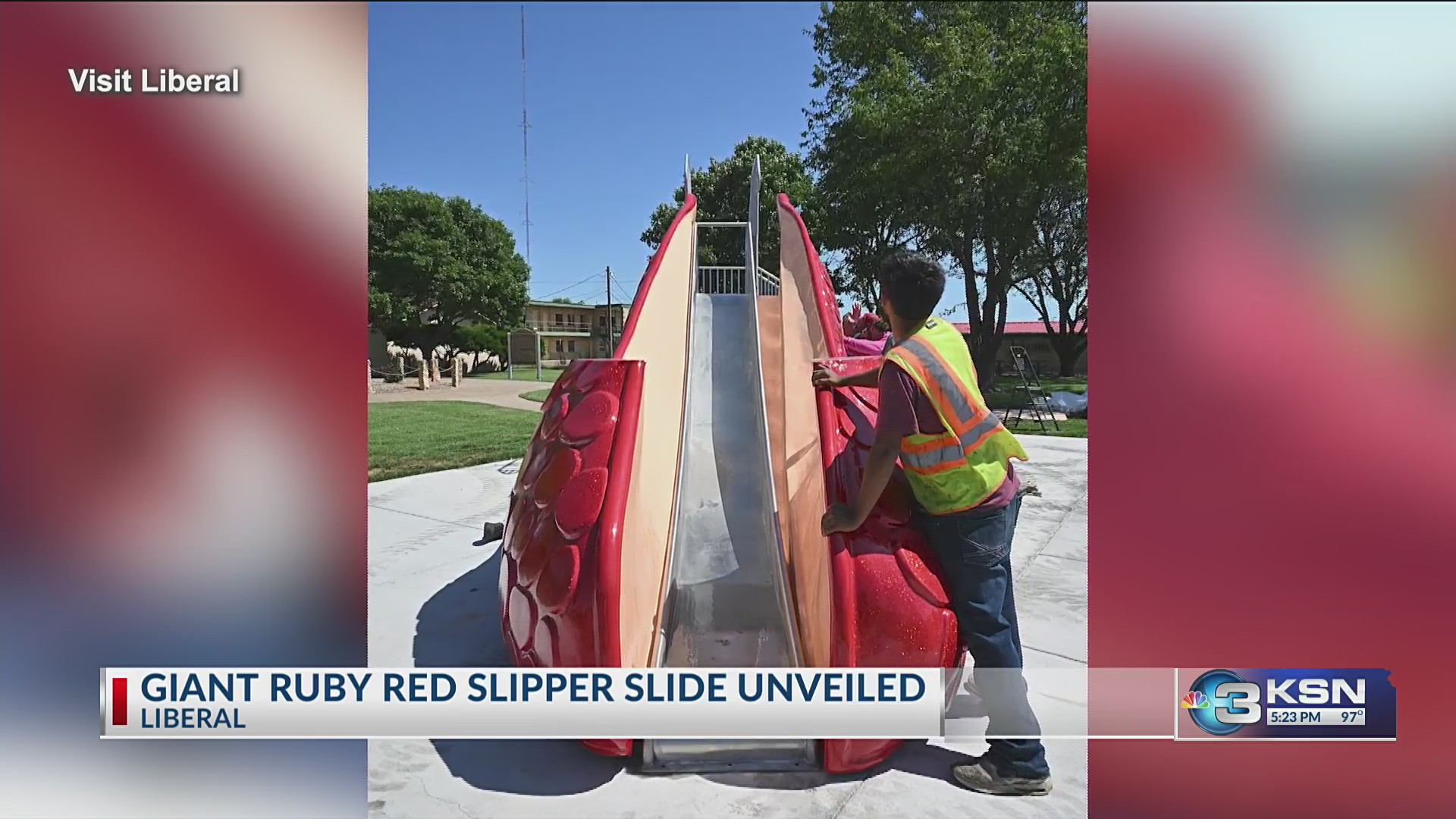 Liberal unveils giant ruby red slipper slide – KSN-TV