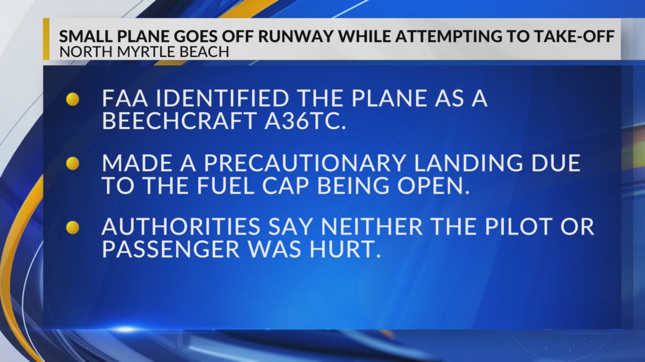 Small plane goes off runway while attempting takeoff at Grand Strand ...