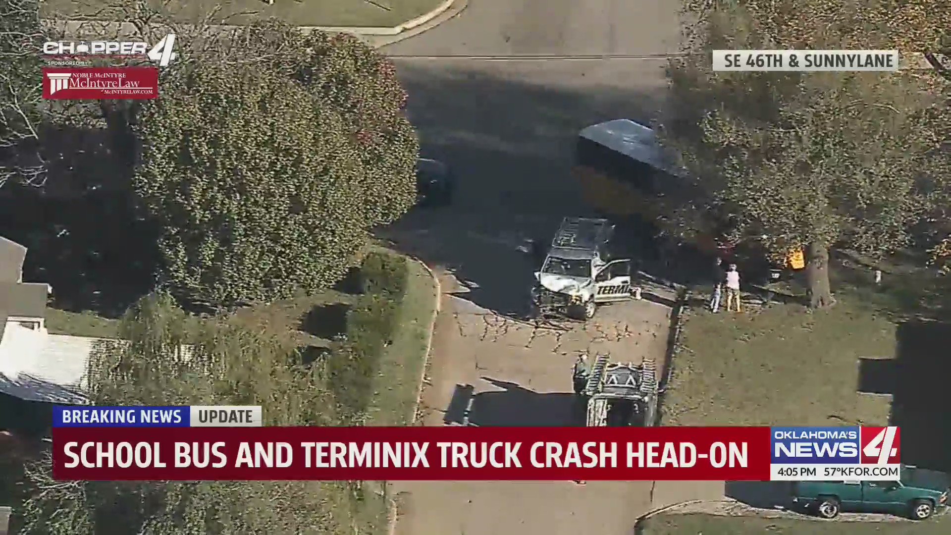 School bus and Terminix truck crash head-on – KFOR.com Oklahoma City