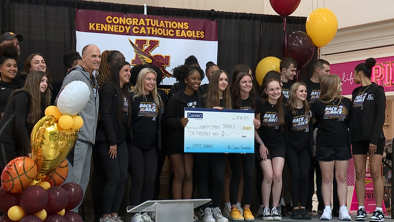 Kennedy Catholic state champions presented donation check from Cafaro ...