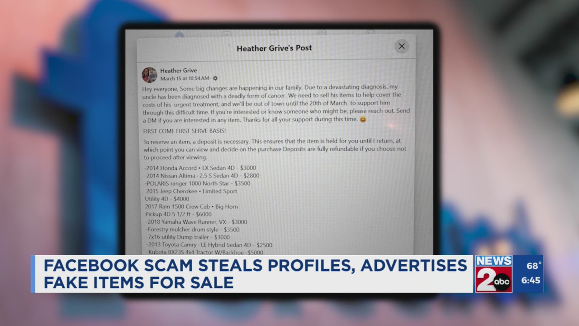 Facebook scam steals profiles, advertises fake items for sale – WKRN News 2
