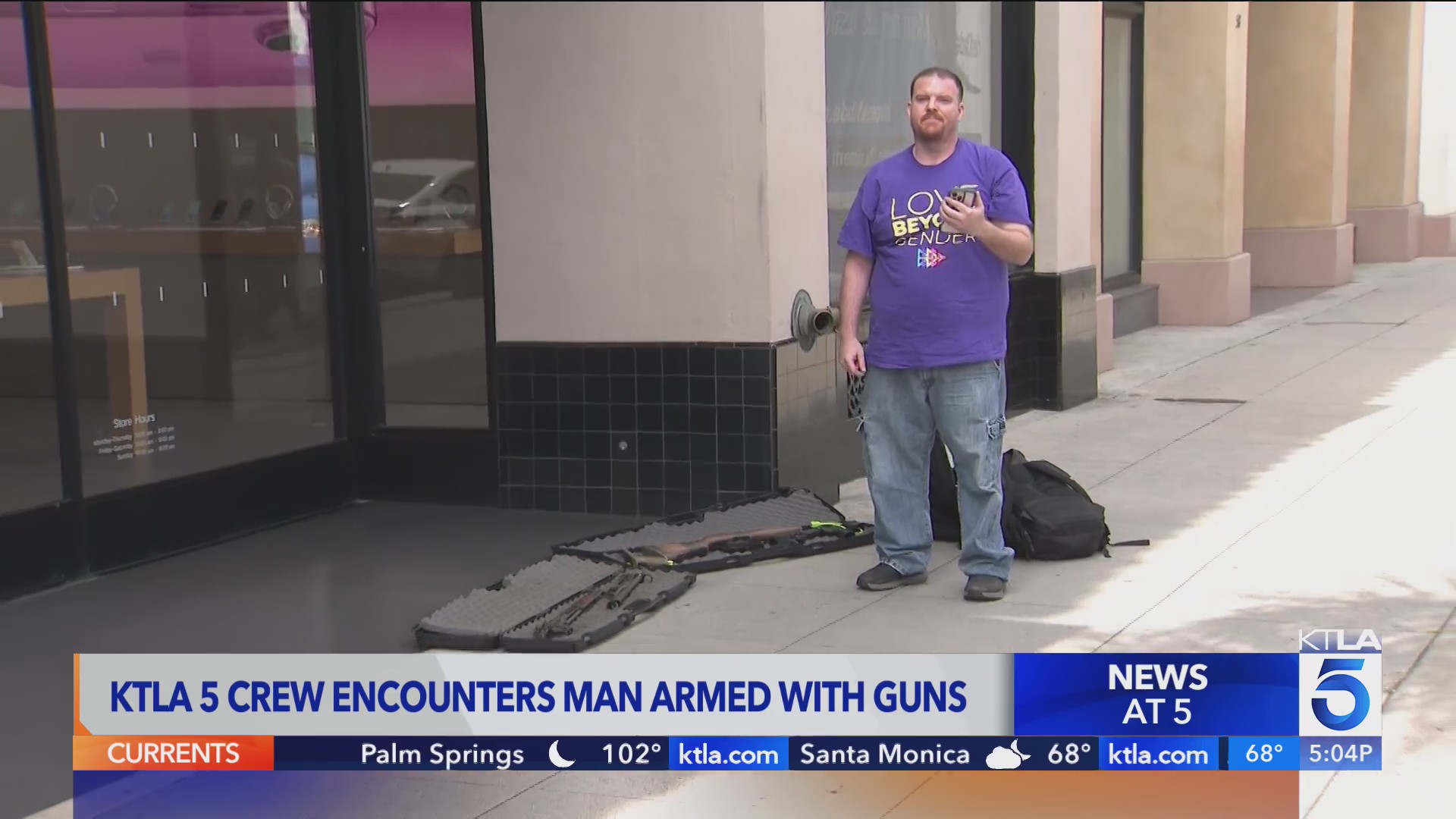 KTLA 5 crew encounters man armed with guns in Pasadena – KTLA