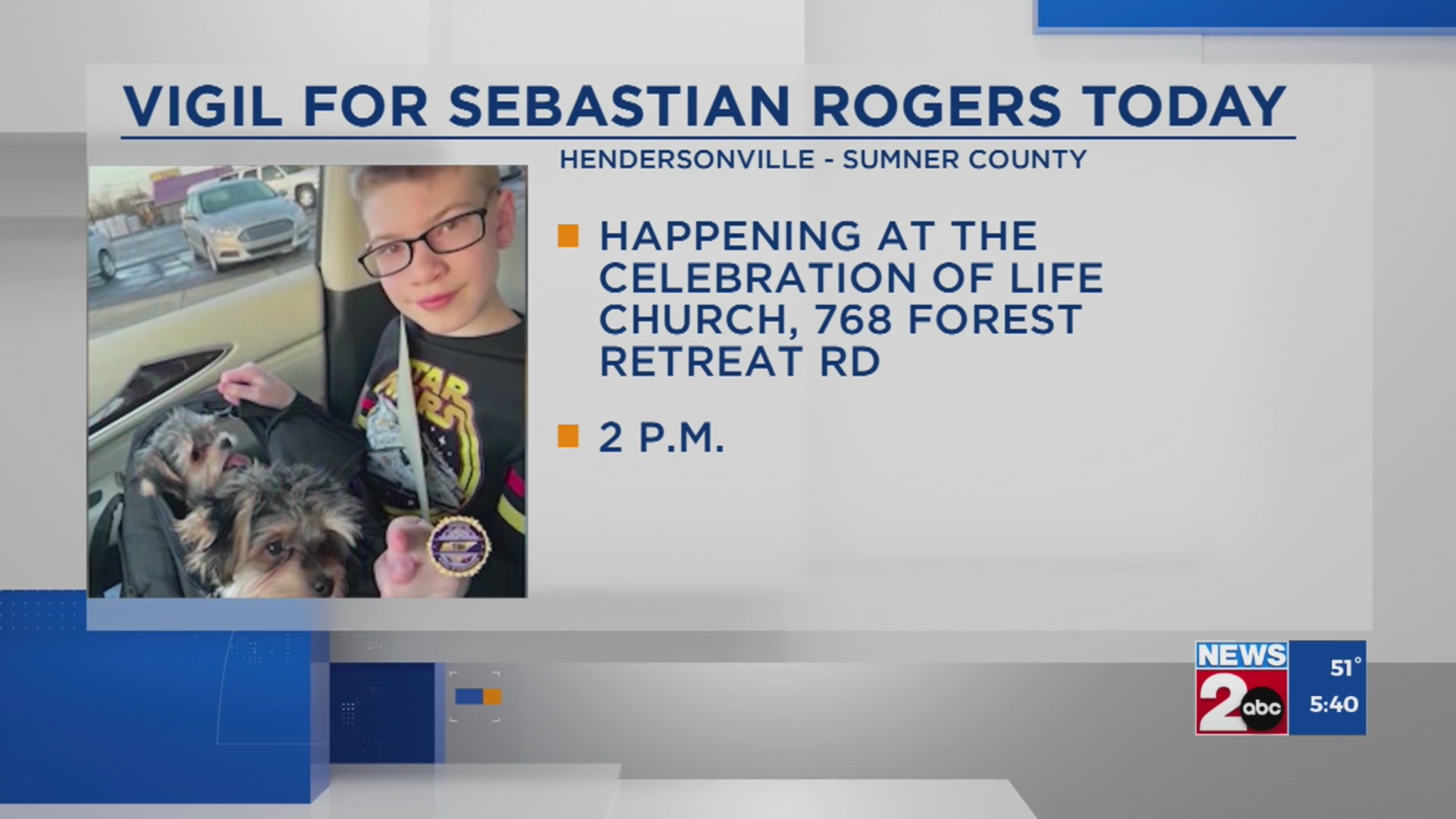 Vigil for Sebastian Rogers today – WKRN News 2