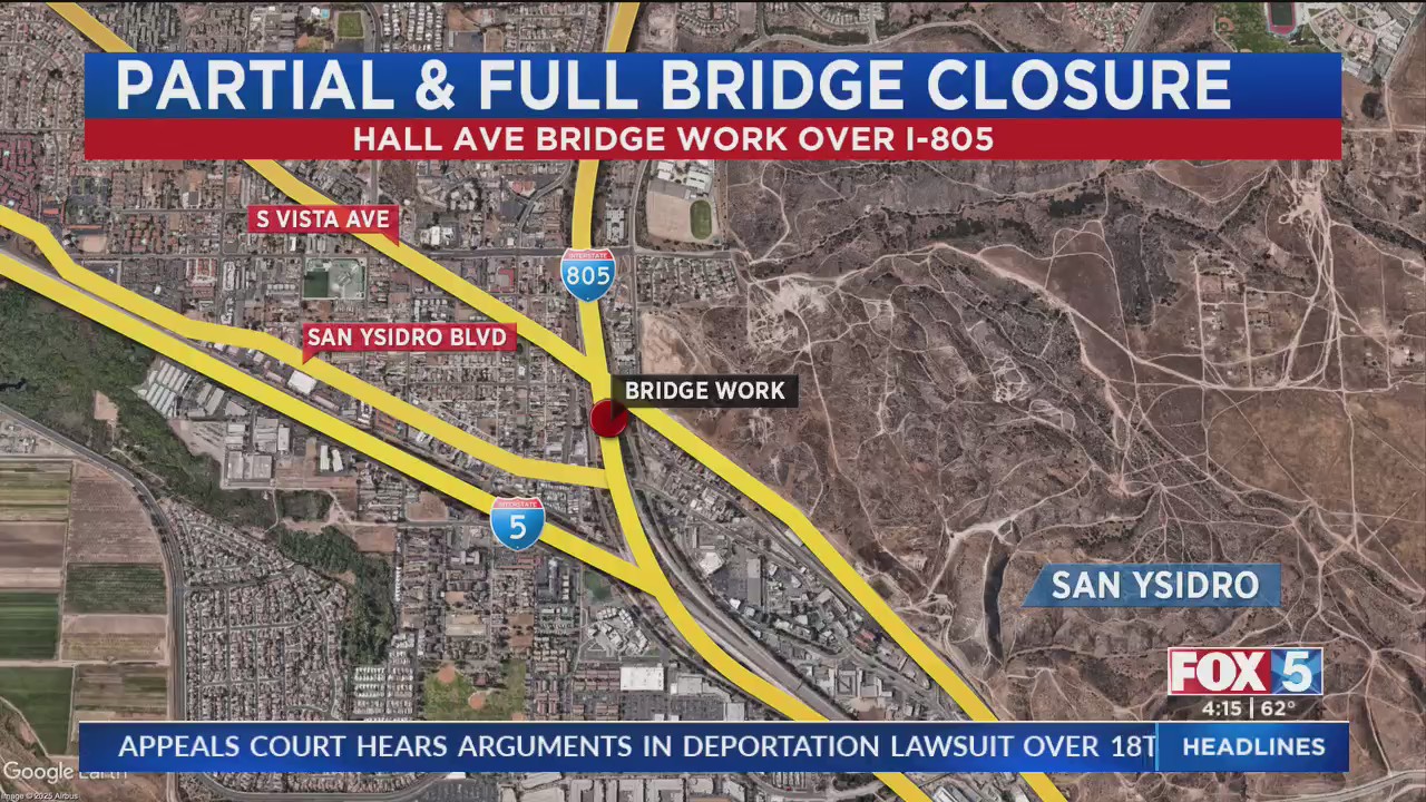 Parts of pedestrian bridge over I-805 closed – FOX 5 San Diego & KUSI News