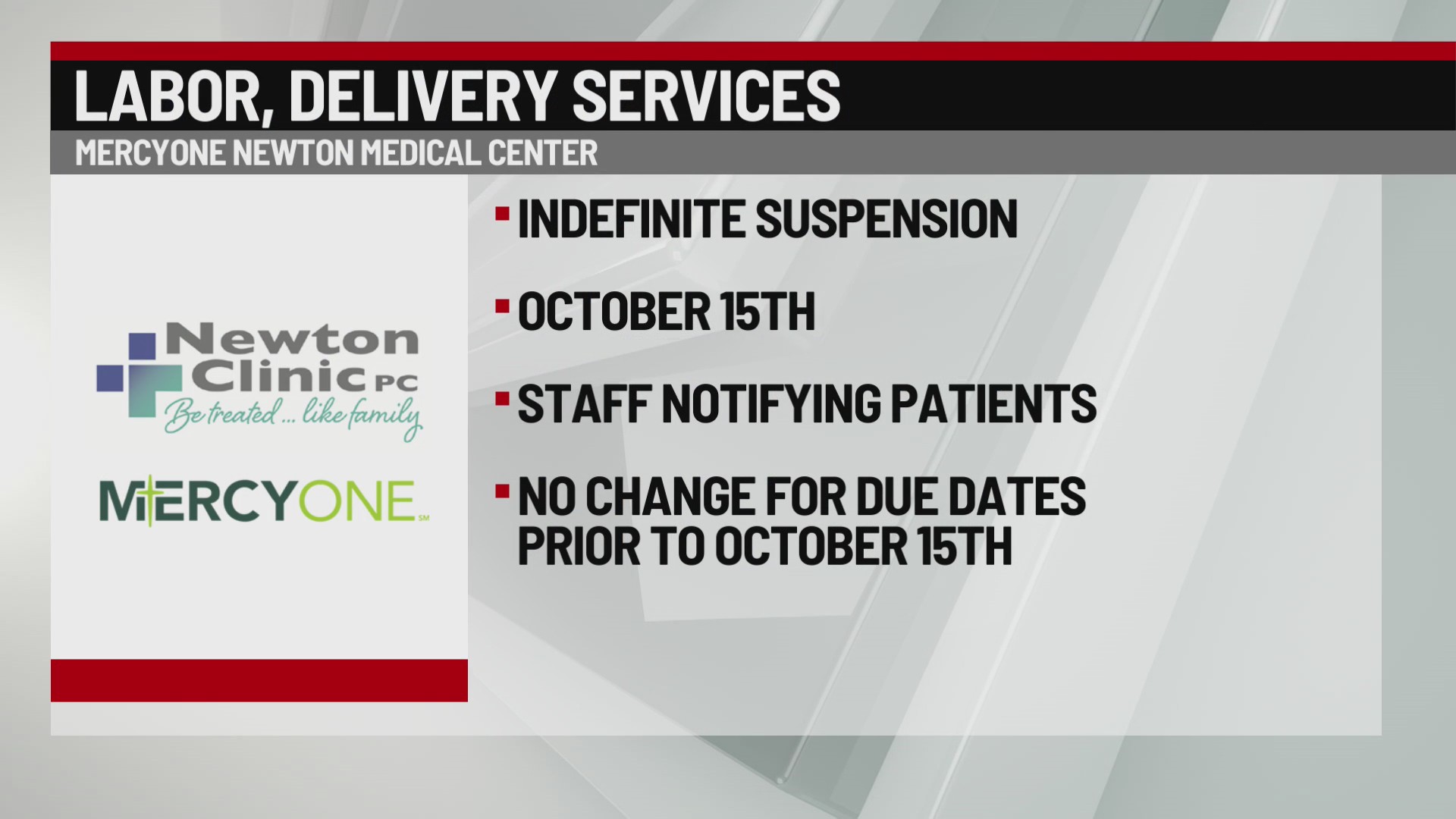 MercyOne Newton Medical Center suspends labor and delivery program ...
