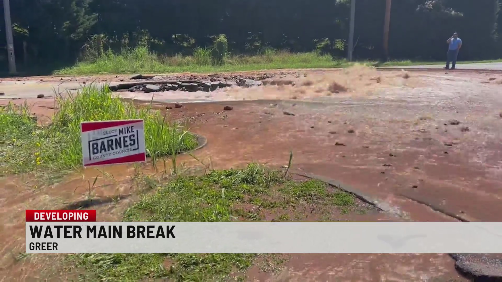 Water main break shuts down roads in Greer – WSPA 7NEWS