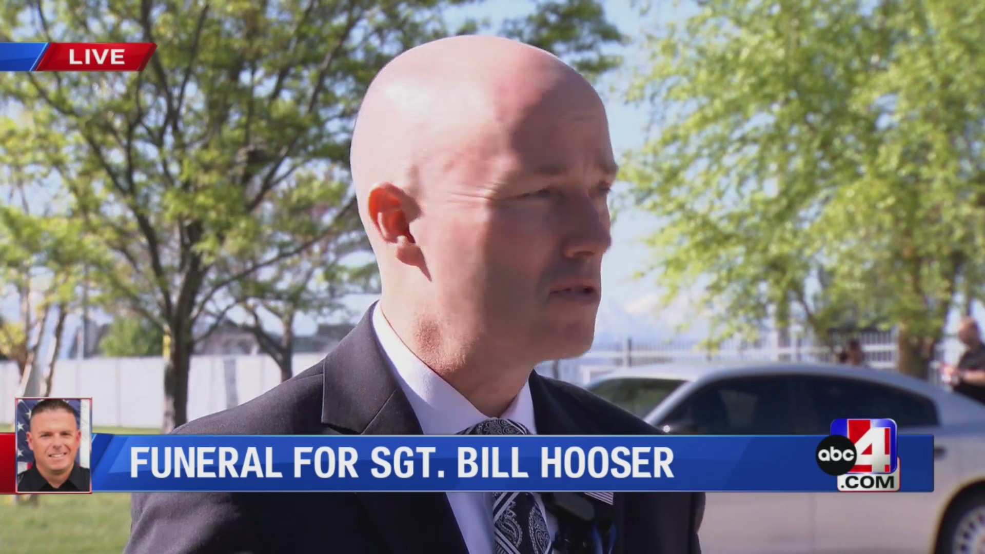 Utah Gov. Spencer Cox speaks from Sgt. Bill Hooser’s funeral service ...