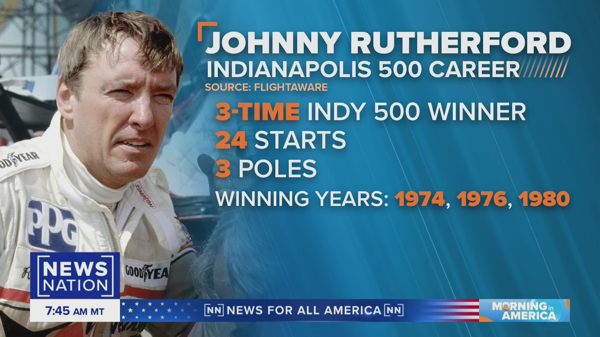 3 time Indy 500 winner Johnny Rutherford gives race day advice ...
