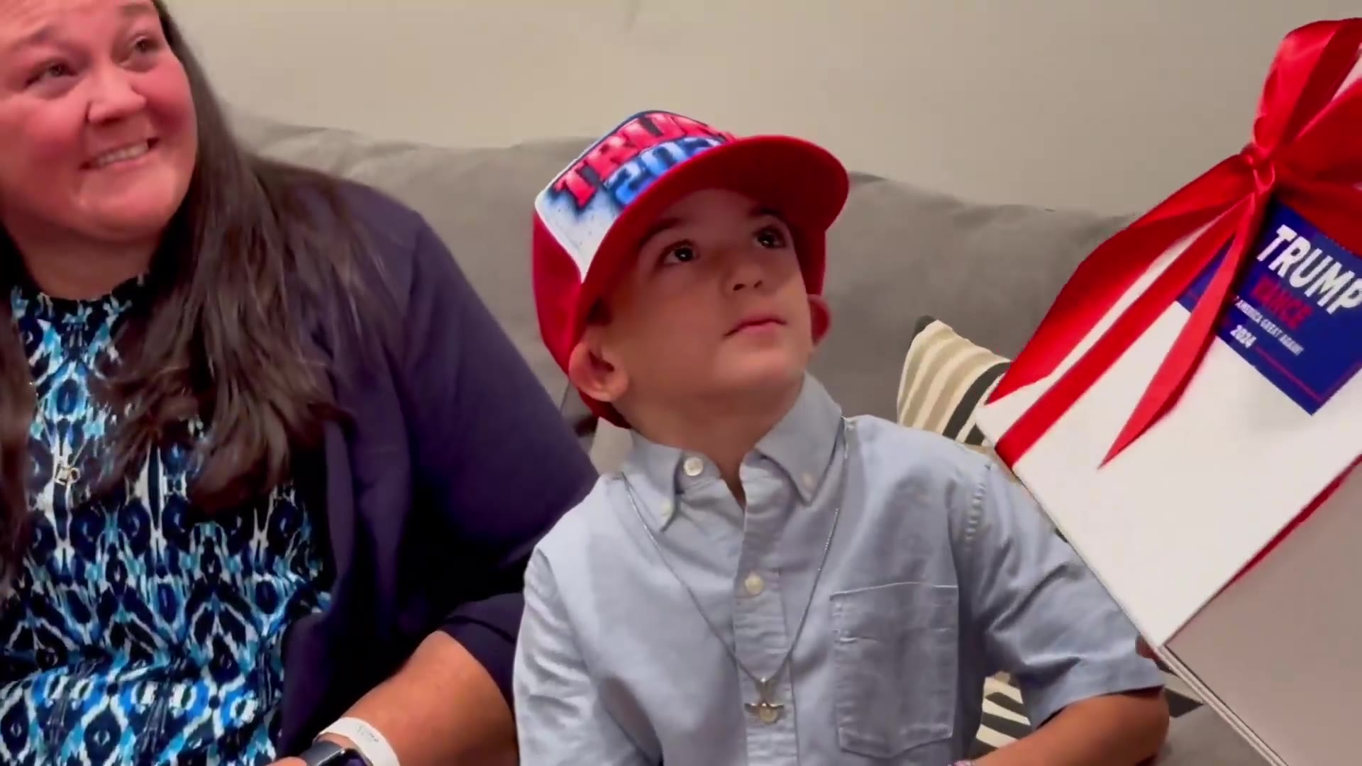 WATCH: Trump gives gift to child with rare brain disorder backstage at ...