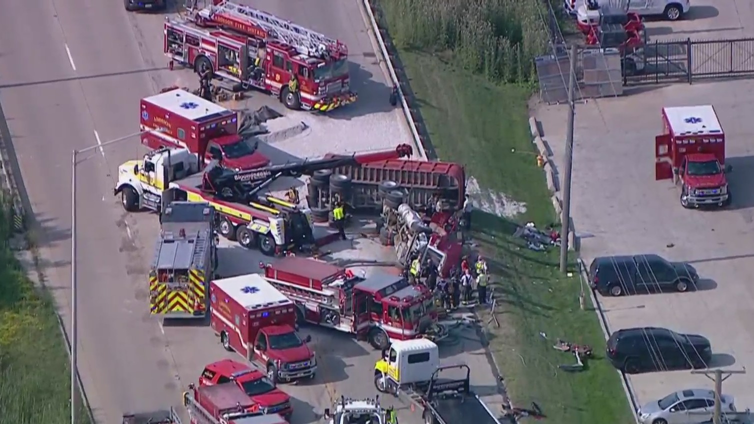 One person airlifted after semi-dump truck overturns in Addison – WGN-TV