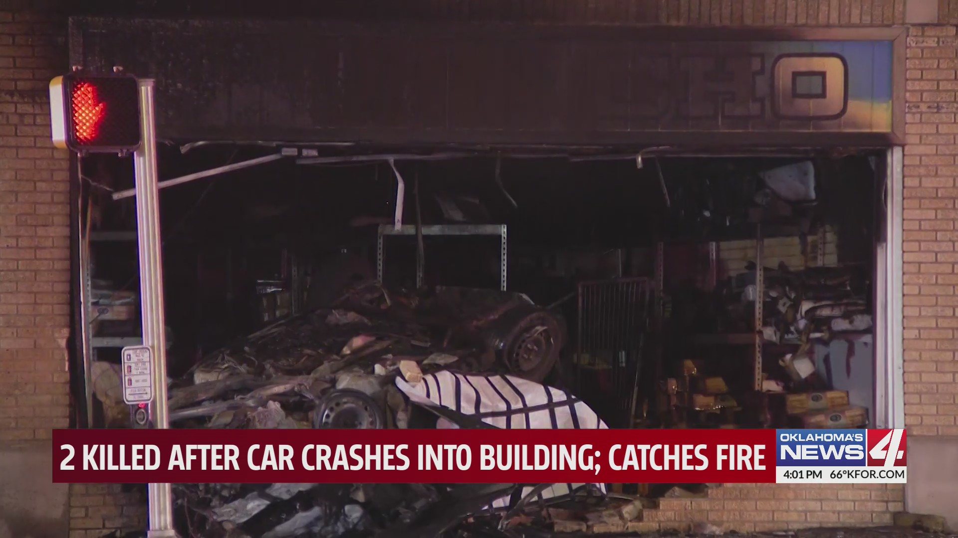 2 killed after car crashes into building; catches on fire – KFOR.com ...