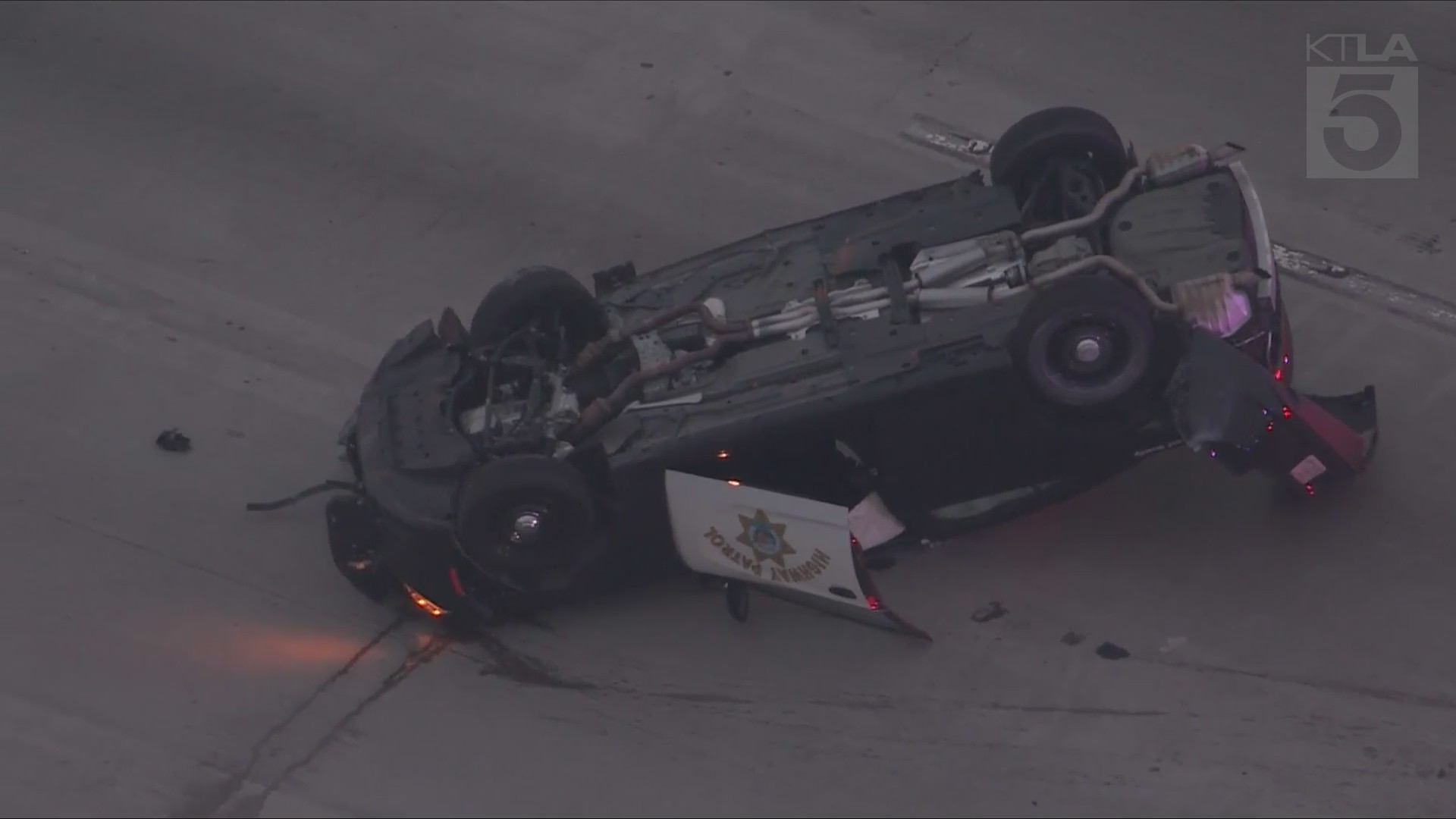 CHP patrol cruiser overturns during high-speed chase – KTLA