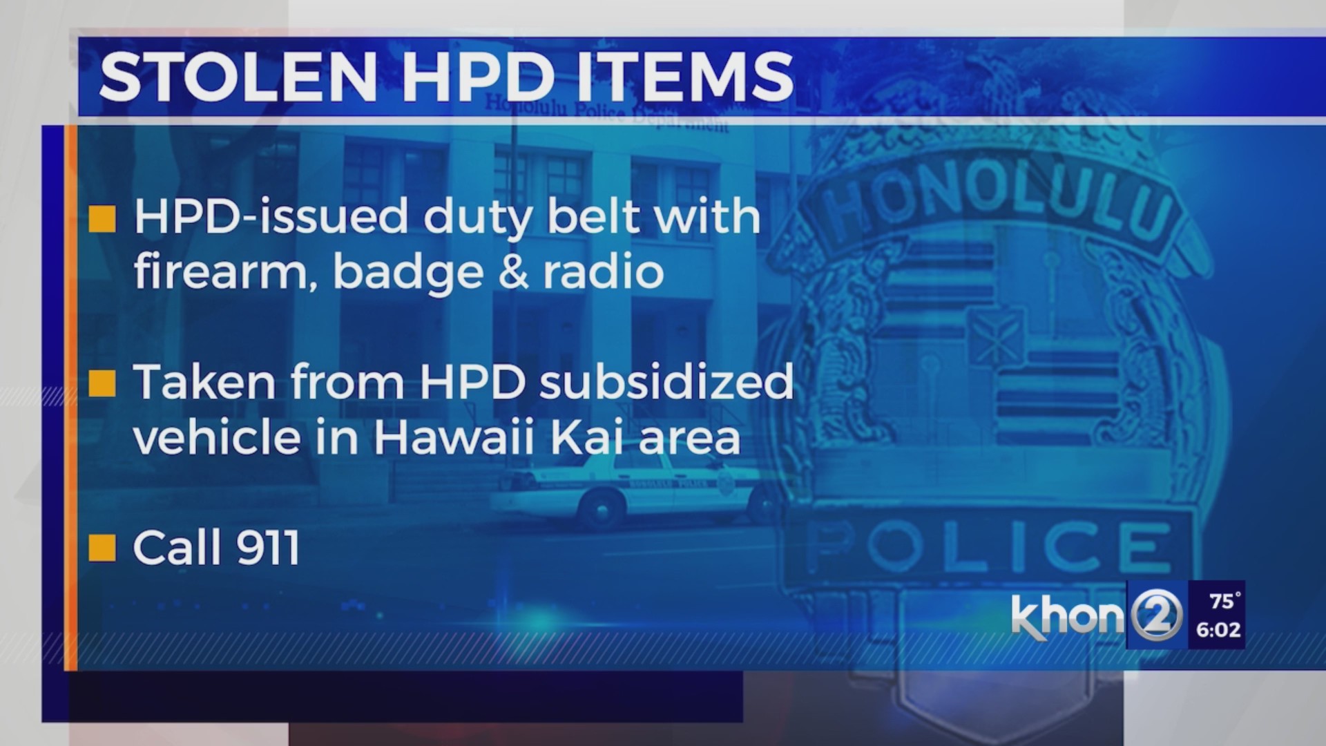 HPD seeks public’s help after officer’s firearm stolen in Hawaii Kai ...